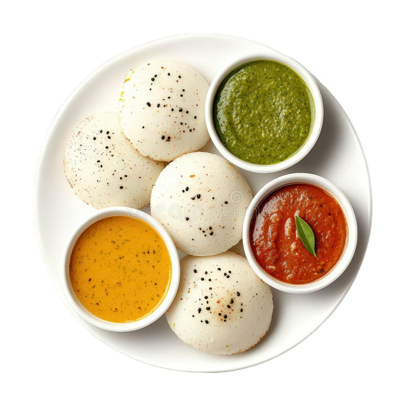 South Indian Idli with Chutneys Stock Illustration - Illustration of ...