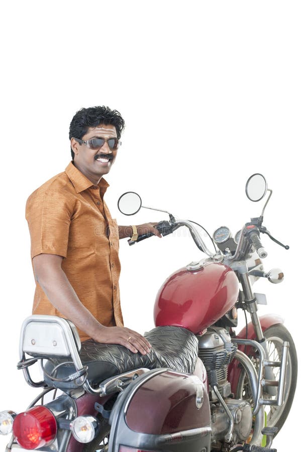 South Indian Man Standing Near a Motorcycle Stock Image - Image of ...