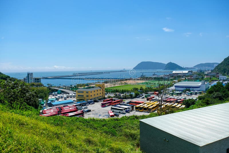 View of Busan Naval Base in Busan, South Korea. Stock Image - Image of ...