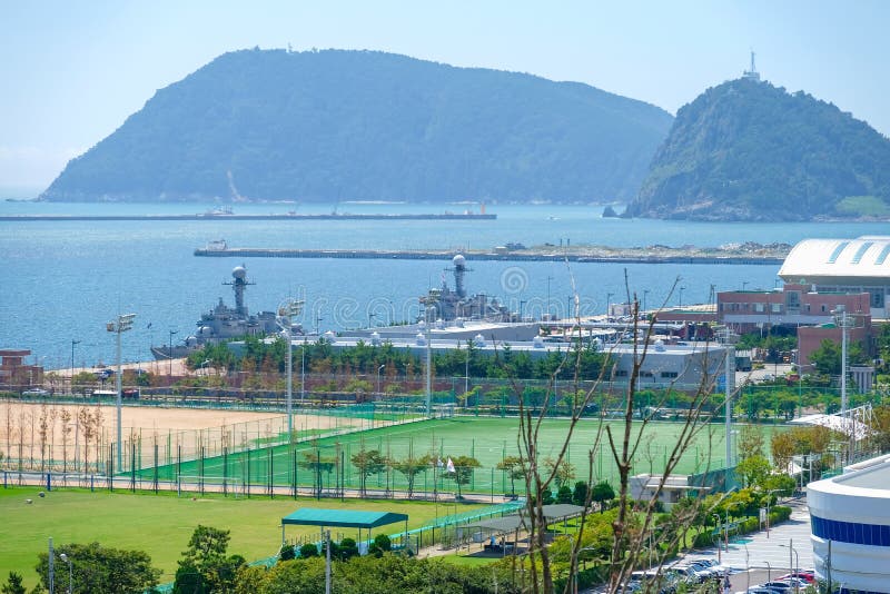 View of Busan Naval Base in Busan City, South Korea. Stock Image ...