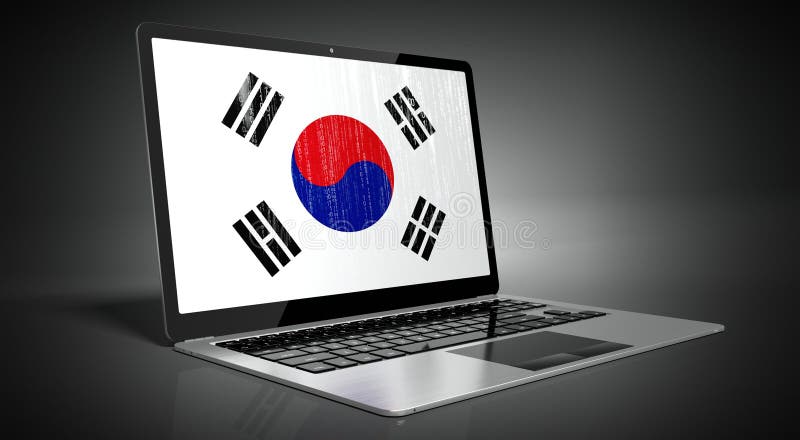 South Korea - Country Flag and Binary Code on Laptop Screen Stock ...