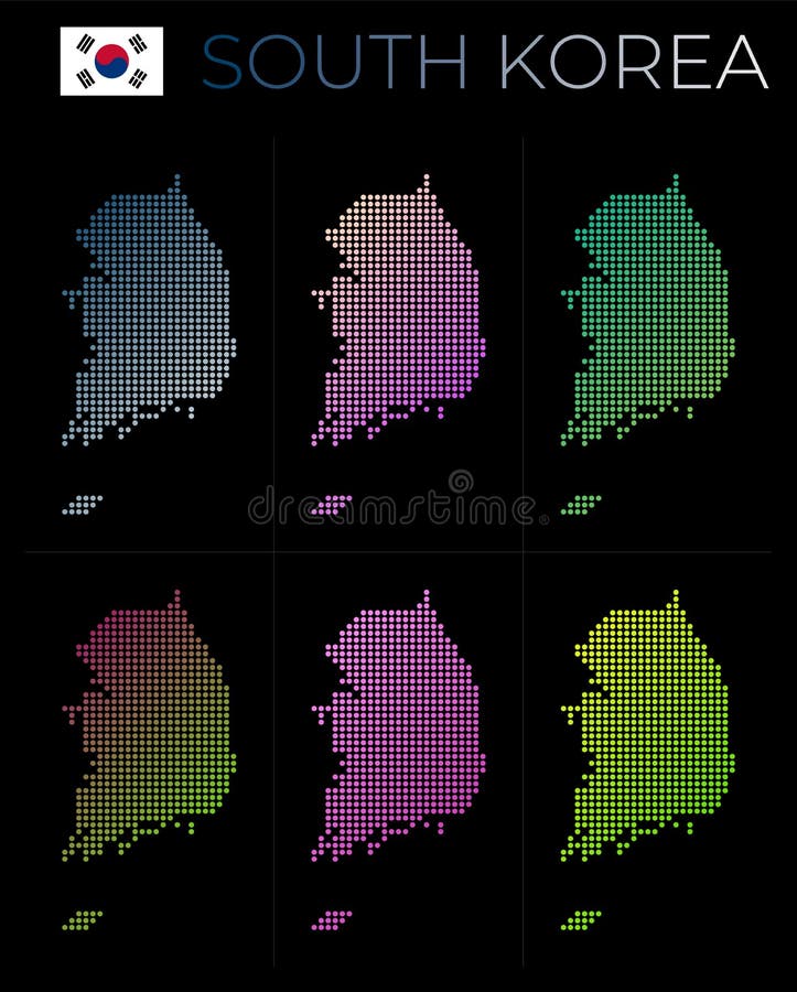 South Korea Dotted Map Set. Stock Vector - Illustration of earth ...