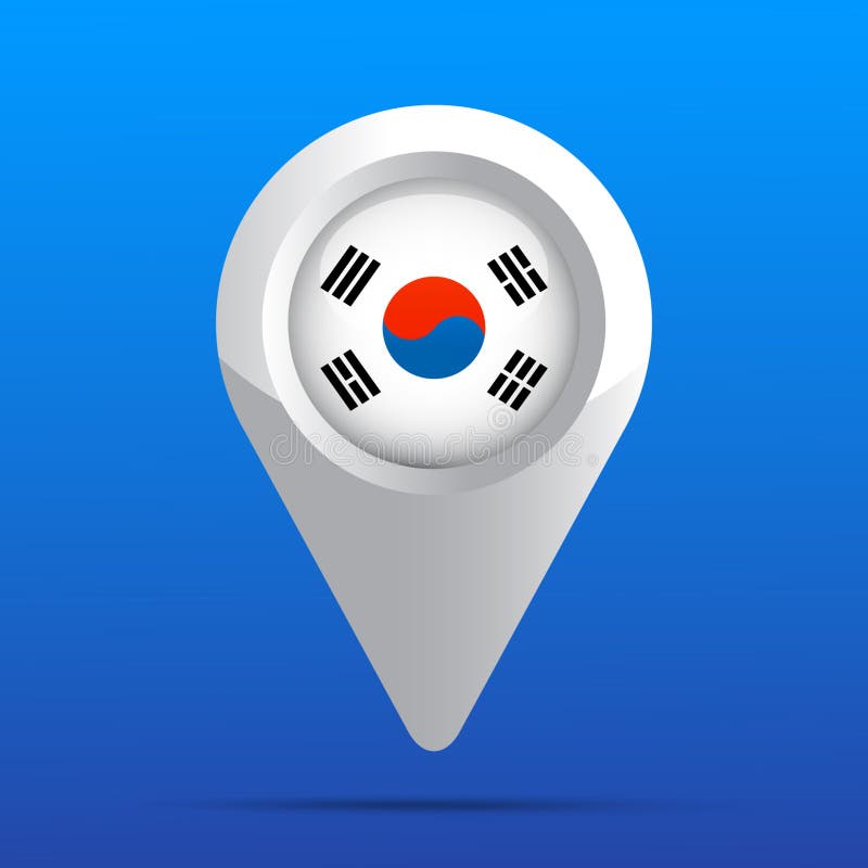South Korea Flag Map Icon. Glossy Icon Stock Vector - Illustration of ...