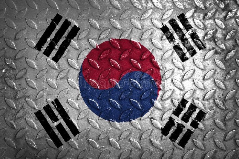 South Korea Flag,metal Texture on Background Stock Image - Image of ...