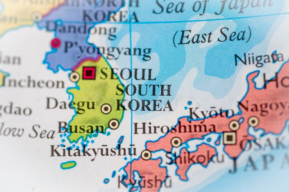 South Korea Highlighted on a World Map Stock Photo - Image of travel, cartography: 358784738