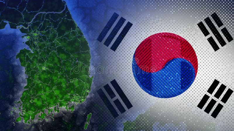 South Korea Map on the Background of the Flag. Stock Video - Video of ...