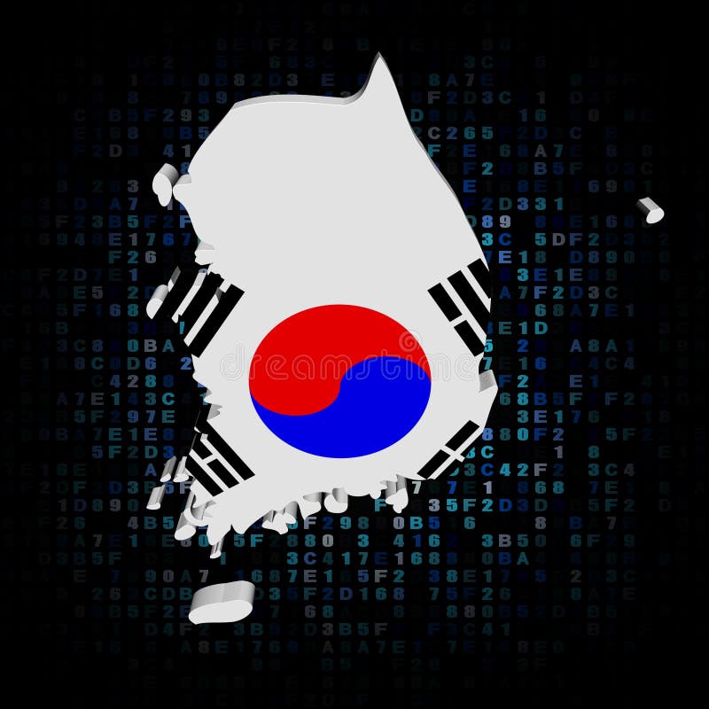 South Korea Map Flag on Hex Code Illustration Stock Illustration ...