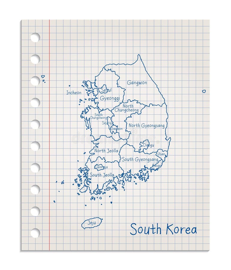 South Korea Map, Republic of Korea, Administrative Division with State ...
