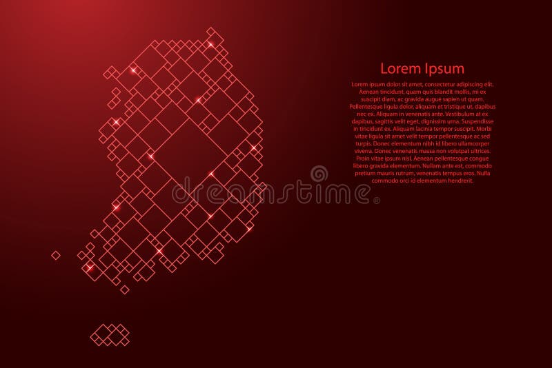 South Korea Map from Red Pattern from a Grid of Squares of Different ...
