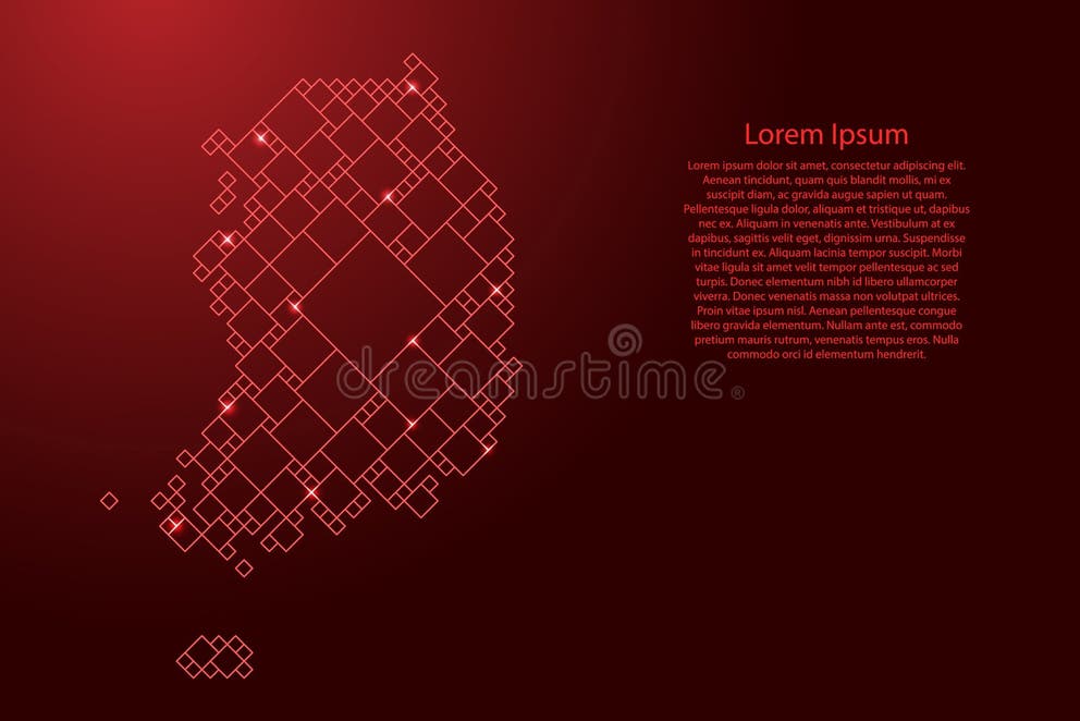 South Korea Map from Red Pattern from a Grid of Squares of Different ...