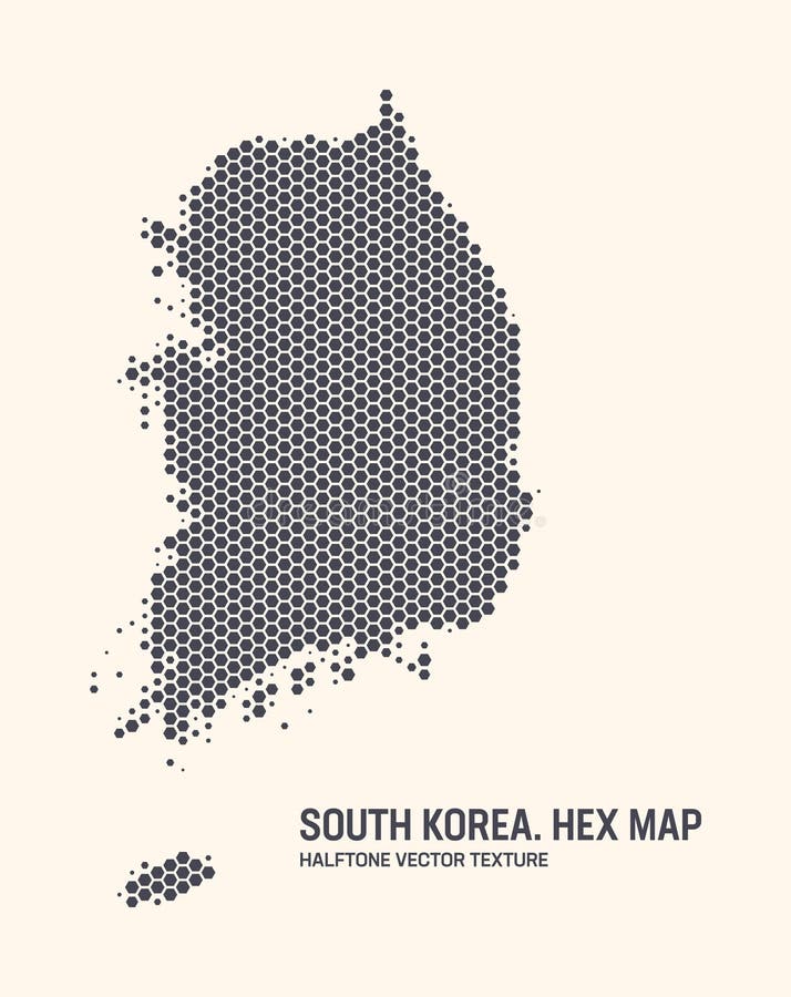 South Korea Map Vector Hexagonal Half Tone Pattern Isolated on Light ...
