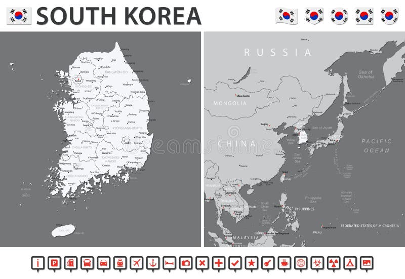 South Korea Map - Vector Infographic Set Stock Illustration ...