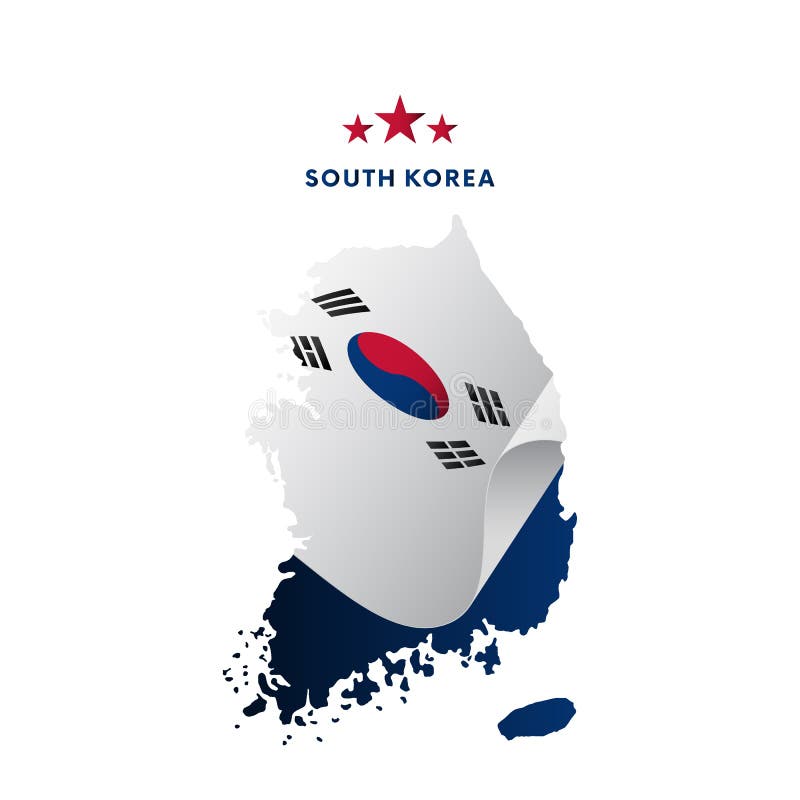 South Korea Map with Waving Flag. Vector Illustration. Stock ... South Korea Map with Waving Flag. Vector Illustration. Stock ...