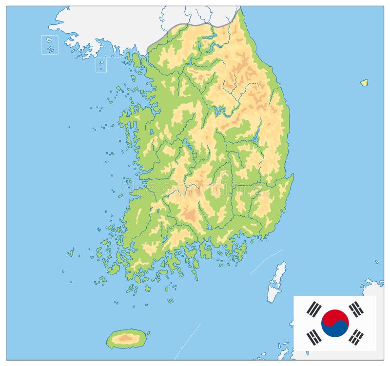 South Korea Physical Map. No Text Stock Vector - Illustration of state ...
