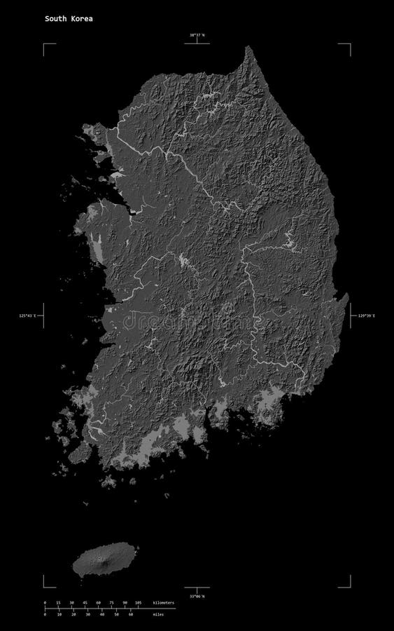 South Korea Shape on Black. Bilevel Stock Illustration - Illustration ...