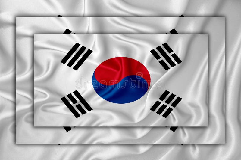 South Korean Flag on Background Texture. Three Flags are Superimposed ...
