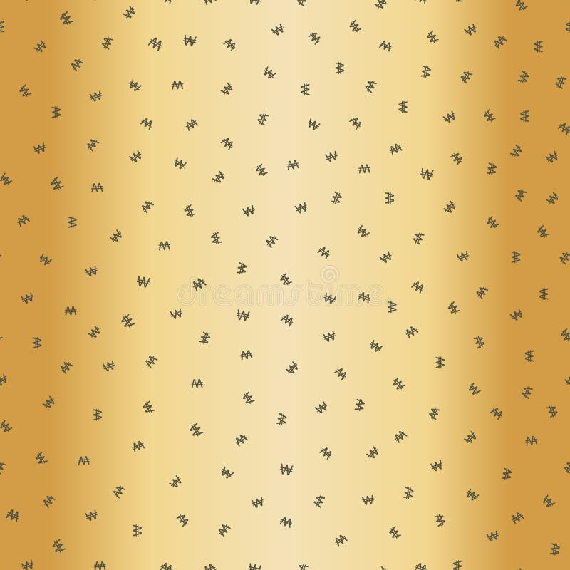 South Korean Won Icon Seamless Vector Pattern Background. Black Tiny ...