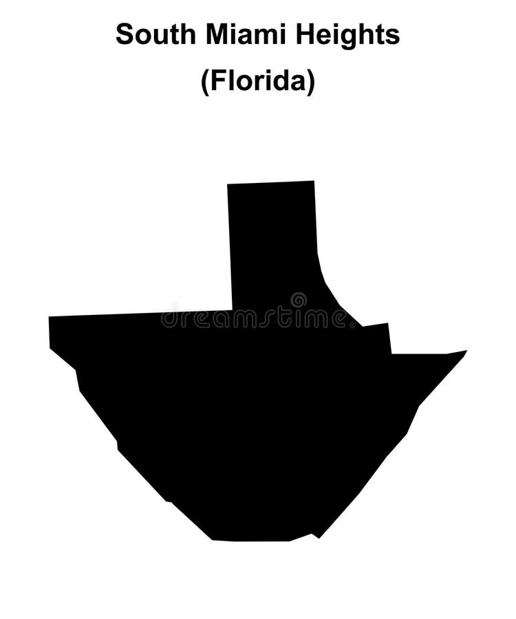 South Miami Heights Outline Map Stock Vector - Illustration of florida ...