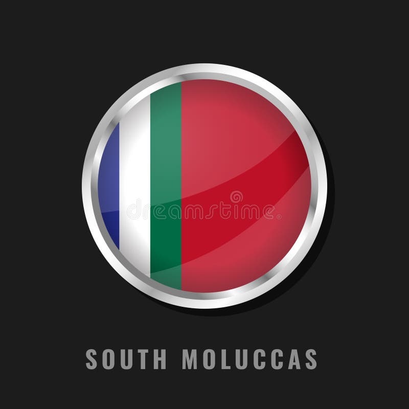 South Moluccas Round Framed National Flag. Circular Glossy Flag of ...