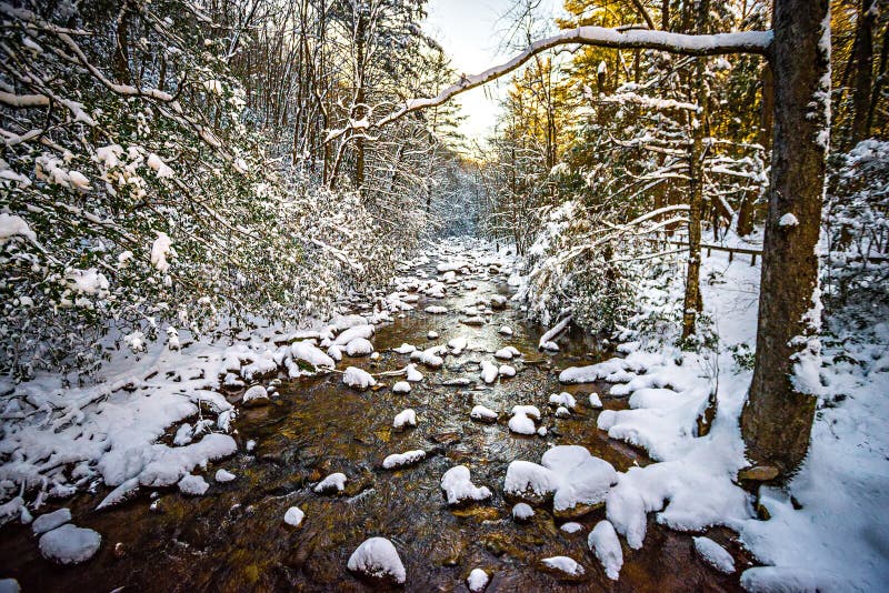 Stream in Winter landscape stock image. Image of stream - 83688241