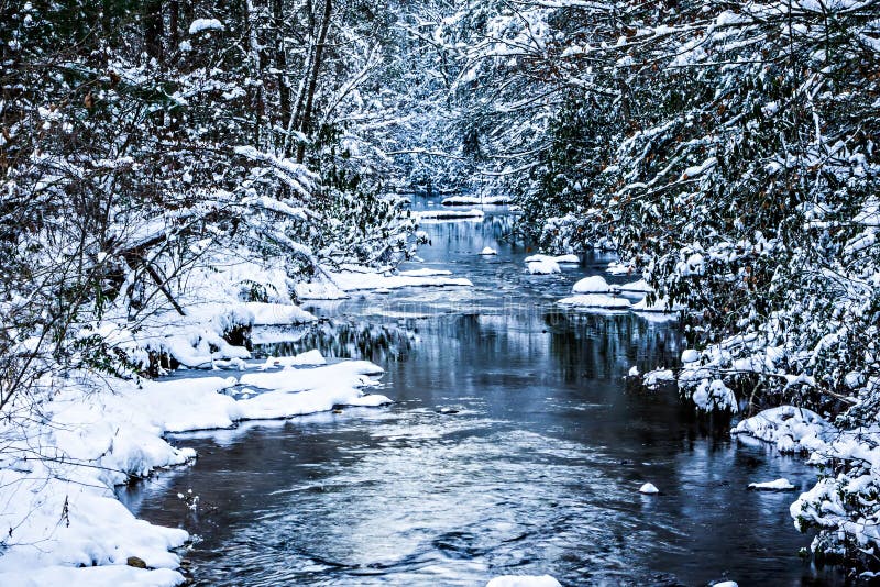Stream in Winter landscape stock image. Image of stream - 83688241