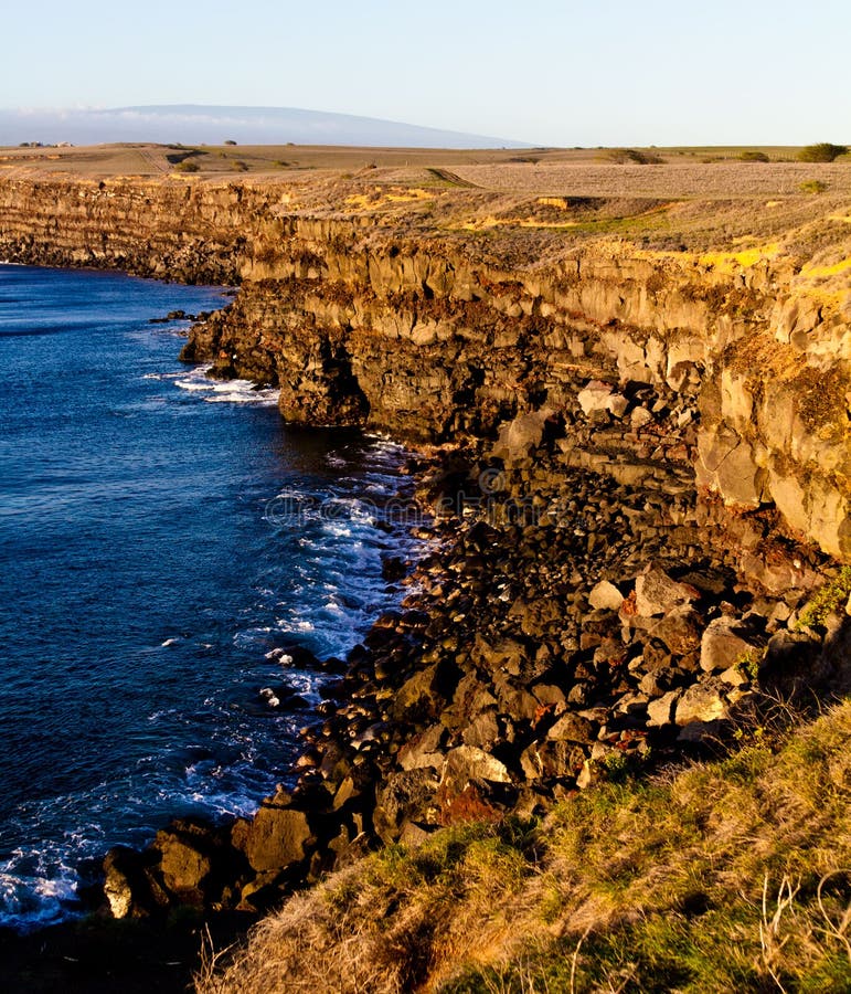South Point Sunset on Rocky Cliffs on the Big Island Stock Image ...
