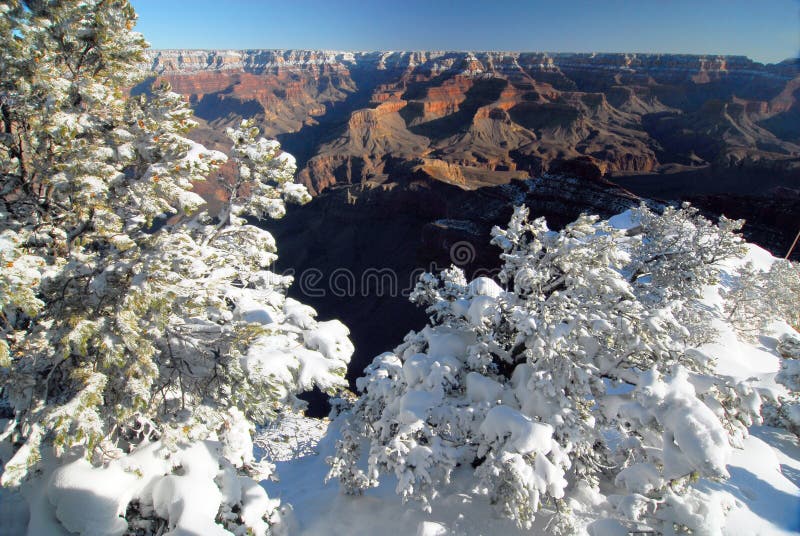 Lookout Studio during a Winter Snow Storm in Grand Canyon National Park ...
