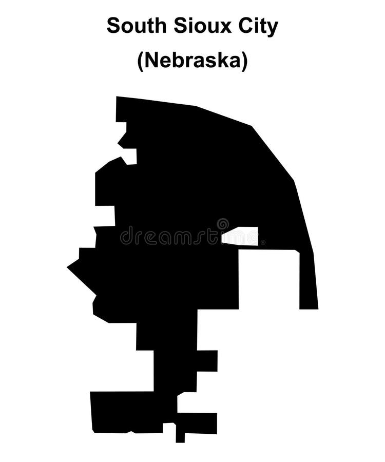 South Sioux City Outline Map Stock Vector - Illustration of city, south ...