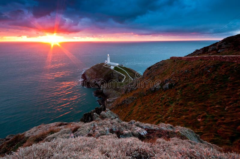 South Stack stock image. Image of blue, clouds, warm - 13043369