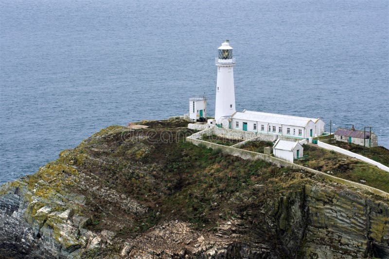 View of South Stack Island Lighthouse, Anglesey, North Wales, Stock ...