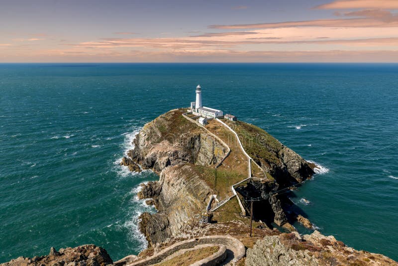 South Stack Lighthouse in Anglesey Island, Walles Captured at Sunset ...