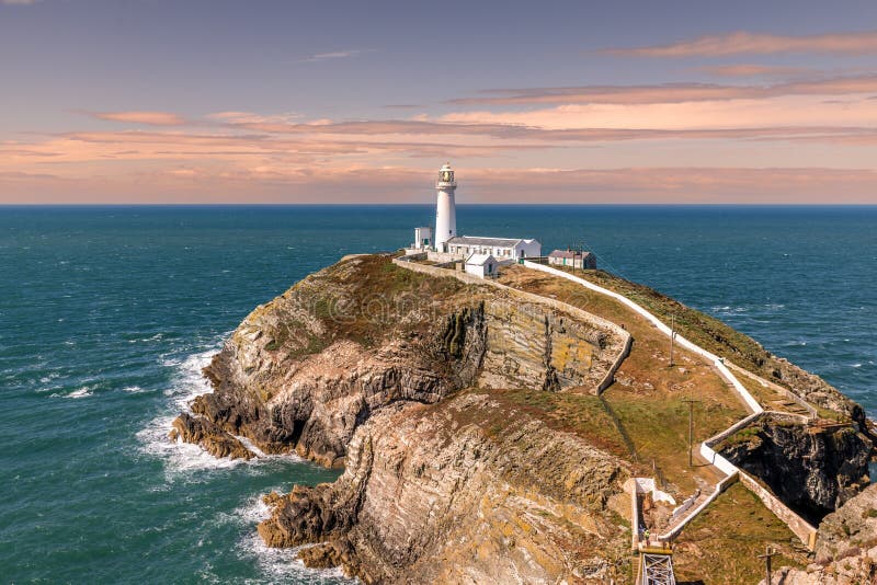South Stack Lighthouse in Anglesey Island, Walles Captured at Sunset ...