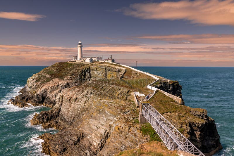 South Stack Lighthouse in Anglesey Island, Walles Captured at Sunset ...