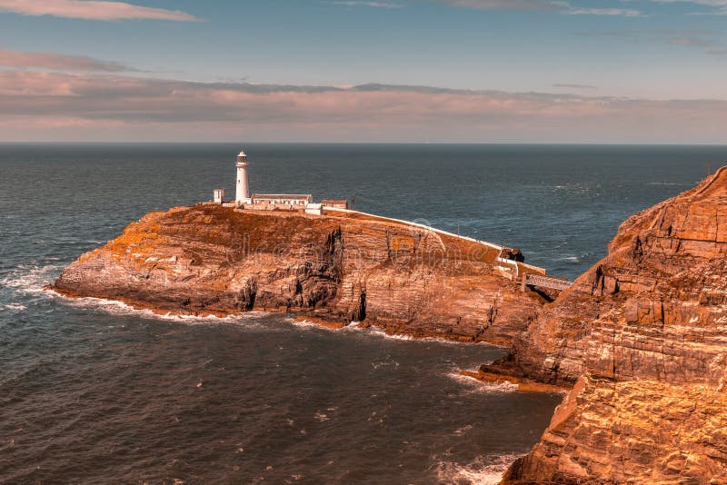 South Stack Lighthouse in Anglesey Island, Walles Captured at Sunset ...