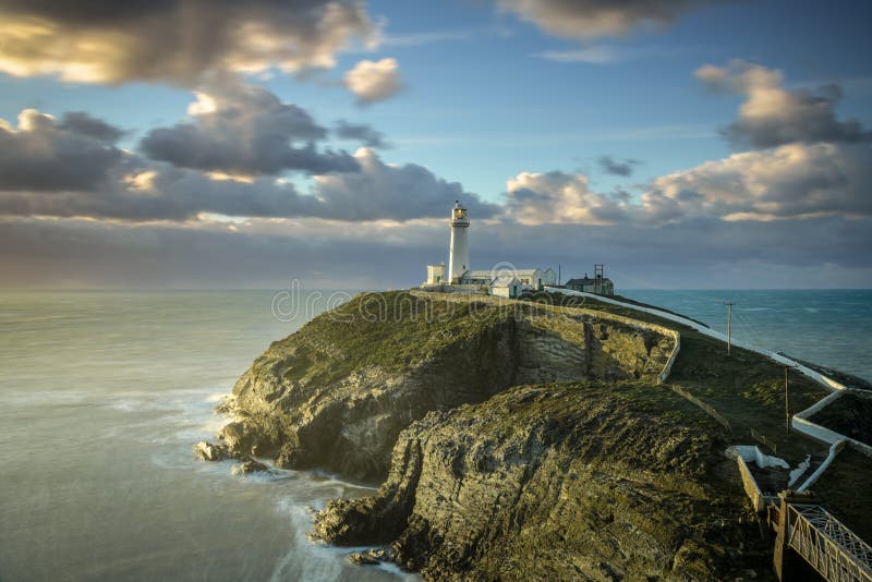 South Stack Lighthouse during the Golden Hour Stock Image - Image of ...