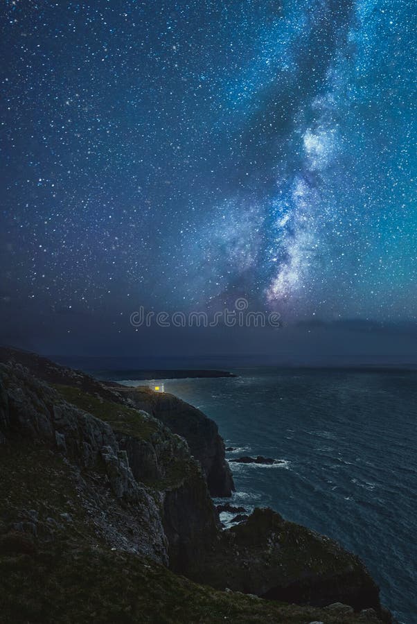 South Stack Lighthouse during the Golden Hour Stock Photo - Image of ...