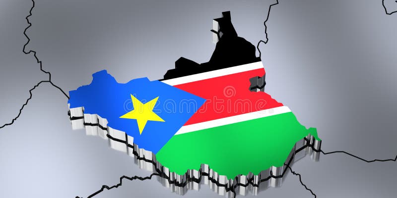 South Sudan - Borders and Flag Stock Illustration - Illustration of ...