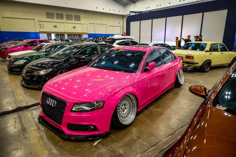 Modified pink Audi A4 B8 editorial photo. Image of third - 323914821