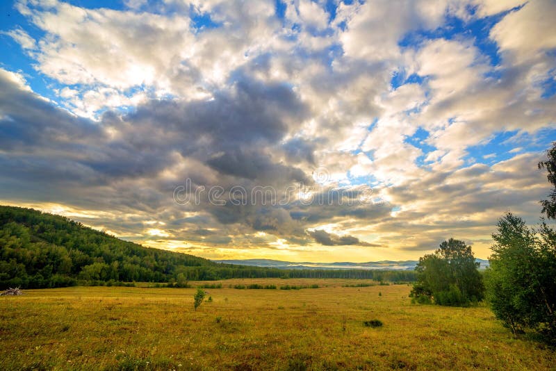 Ural Mountains in Summer. Sunset in the Mountains. the Top of the ...