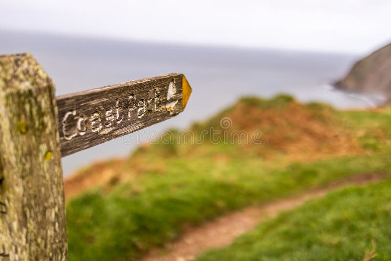 South West Coast Path Sign in Exmoore National Park Devon Stock Photo ...