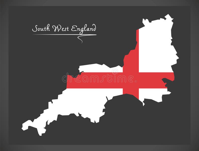 South West England Map with Flag of England Illustration Stock Vector ...