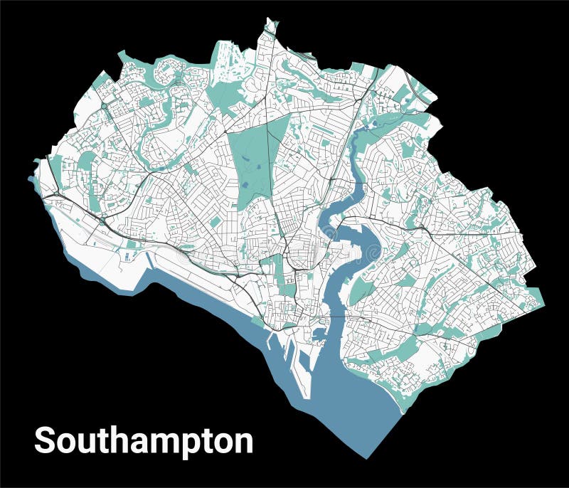Southampton City Map, Administrative Area Stock Vector - Illustration ...