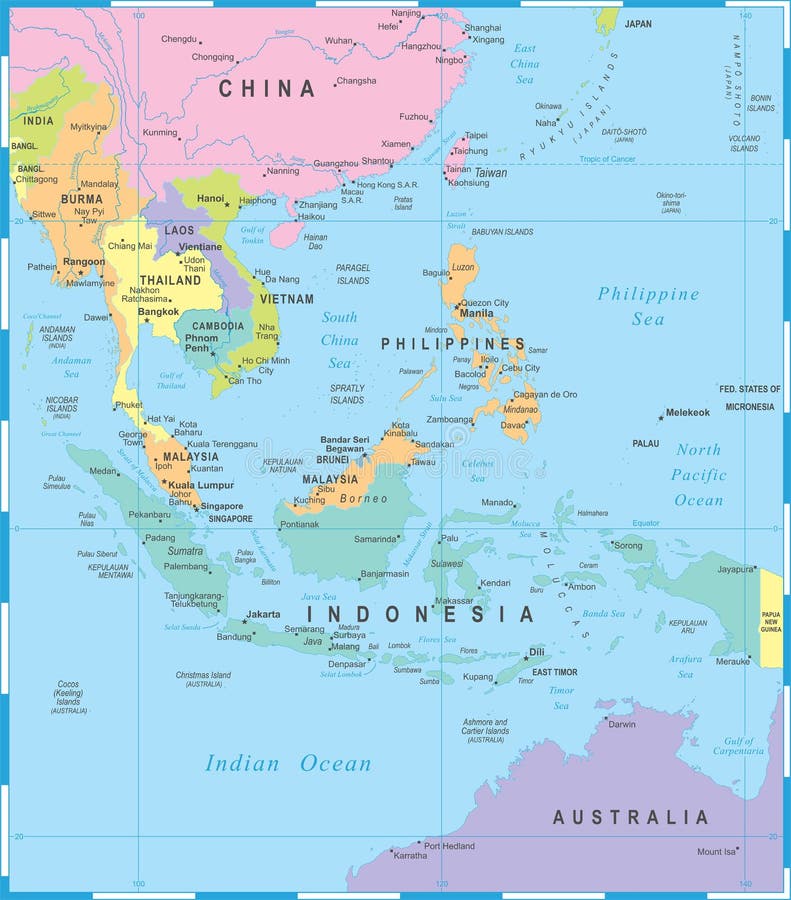 Southeast Asia Map - Vector Illustration Stock Illustration ...