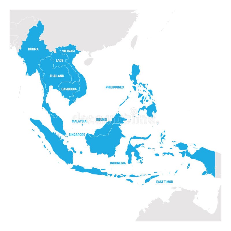 Southeast Asia Region. Map of Countries in Southeastern Asia Stock ...