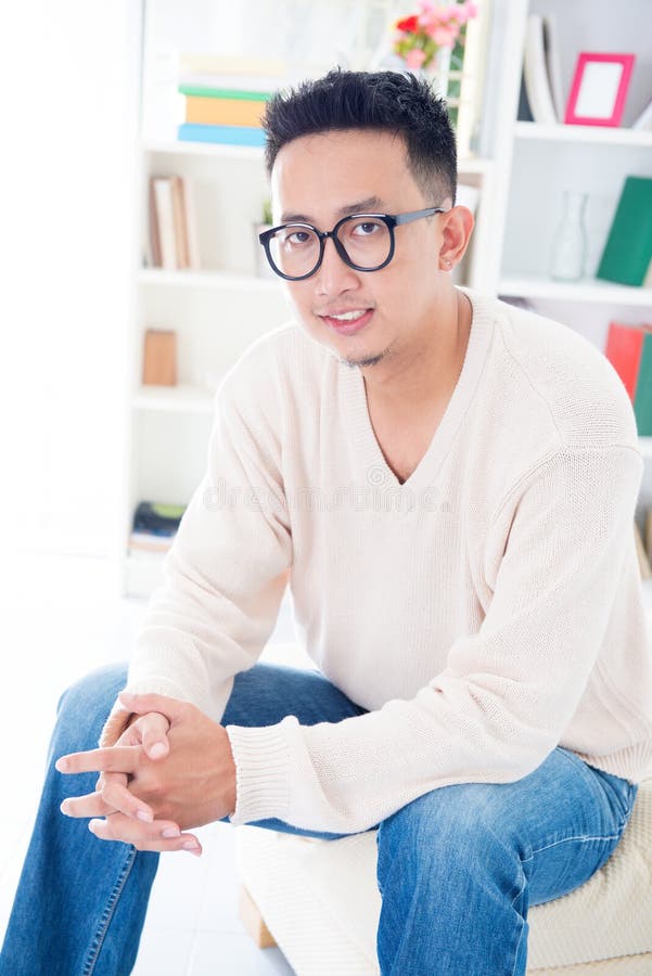Southeast Asian Male with Spectacles Stock Image - Image of east, house ...