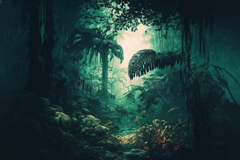 Southeast Asias Deep Tropical Jungles in August Stock Illustration ...