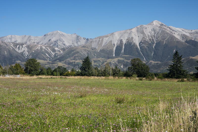 Southern Alps Seen from Springfield Railway Station Stock Photo - Image ...