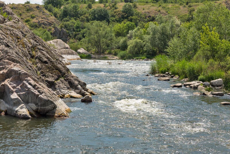 Rocks of Southern Bug River in Migeya, Ukraine. Stock Photo - Image of ...