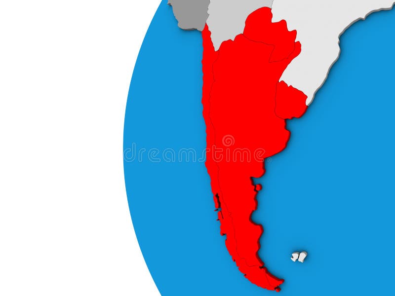 Southern Cone on 3D globe stock illustration. Illustration of chile ...
