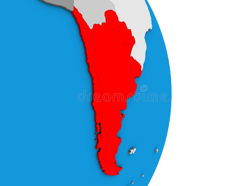 Southern Cone on 3D globe stock illustration. Illustration of political ...